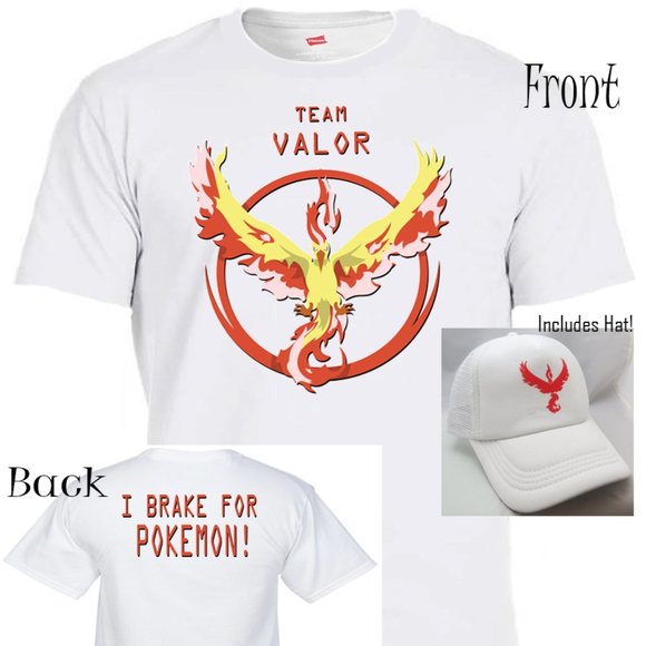 Gildan | Shirts | Pokeman Team Valor Tee With Free Matching Hat Mens ...
